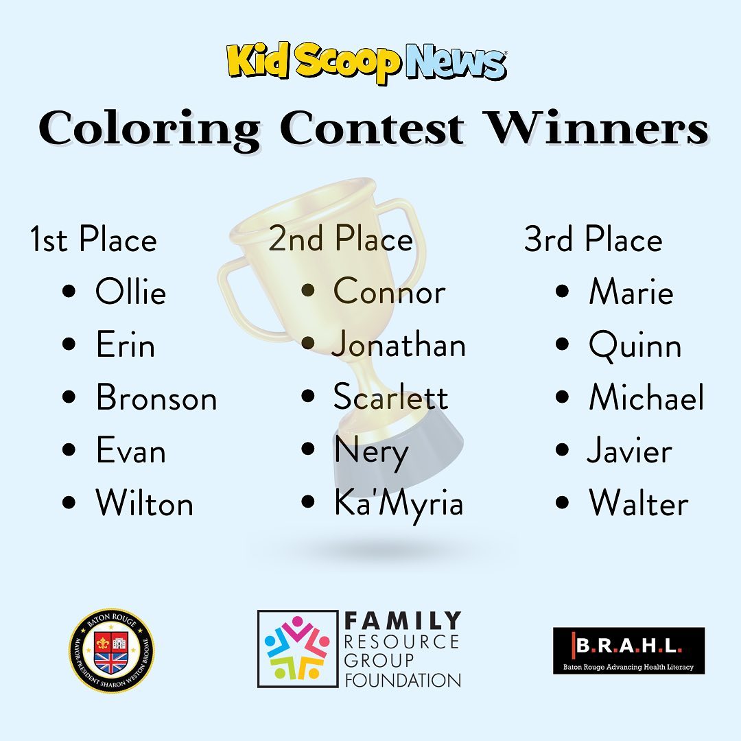 Congratulations to the Coloring Contest Winners! - Baton Rouge Parents
